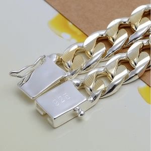 UshopTwo | Jewelry | 925 Silver Stamp Link Chain Bracelet | Poshmark